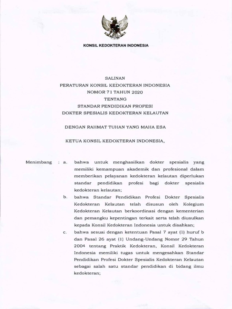 Standar Pendidikan Kedokteran Kelautan | PDF