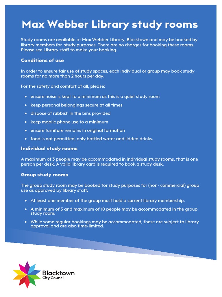 Max Webber Library study rooms booking guide | PDF