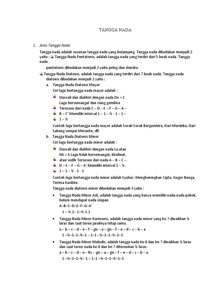 Jenis dan Ciri Tangga Nada Musik | PDF | Seni & Disiplin Bahasa | Seni