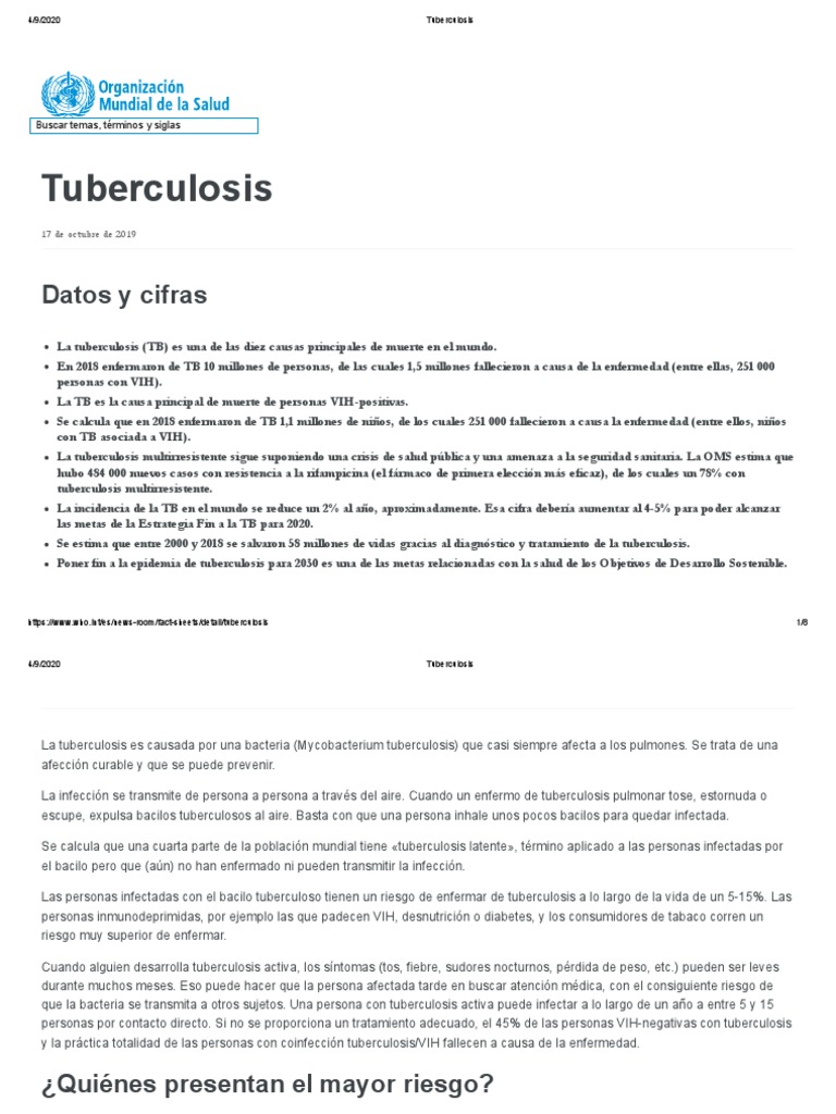 Tuberculosis - Oms | PDF | Tuberculosis | Epidemiología