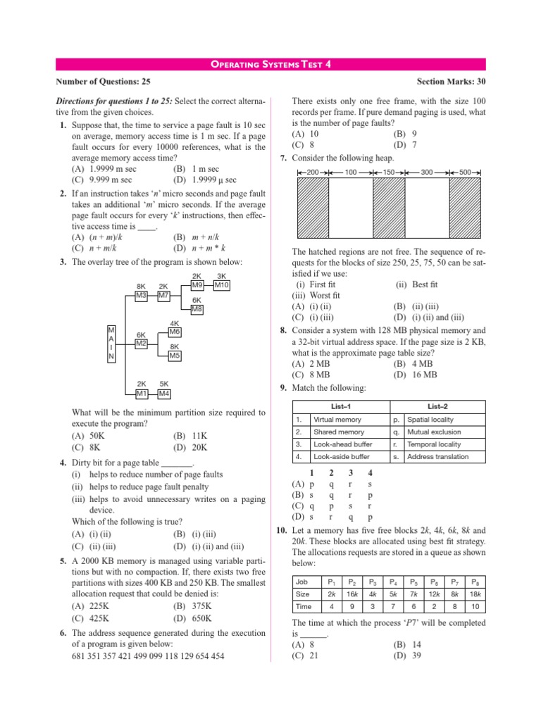 Operating Systems Test 4: Concise | PDF | Computer Science ...