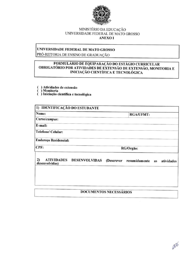 Formulário para Aproveitamento de Estágio | PDF