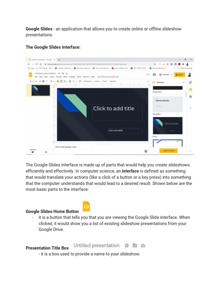 The Google Slides Interface | PDF | Button (Computing) | Cyberspace