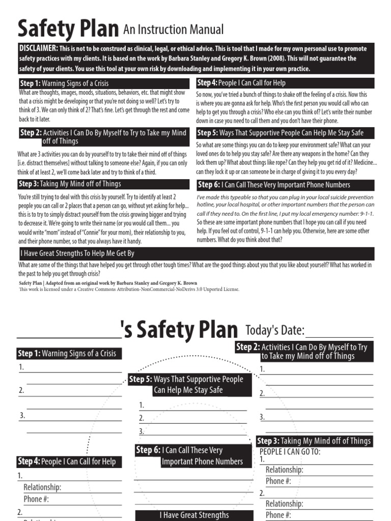 Safety Plan for Crisis Management | PDF | Human Nature | Psychology