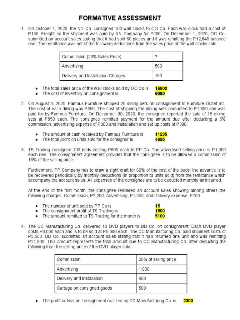 Fa - Module 11 Consignment Arrangement | Download Free PDF | Prices ...