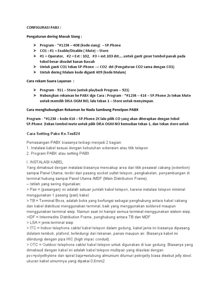 Configurasi Pabx | PDF