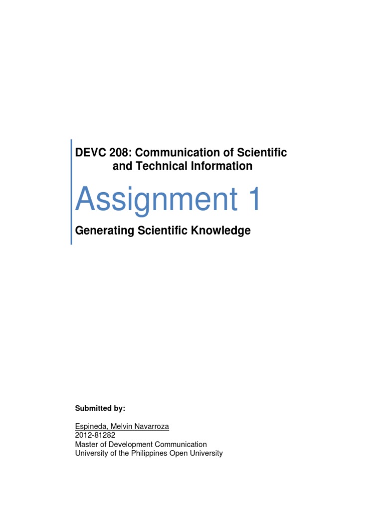 Assignment 1: DEVC 208: Communication of Scientific and Technical Information | Download Free ...