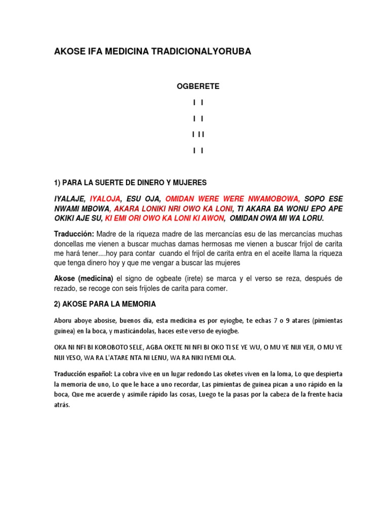 Akose Ifa: Medicina Tradicional Yoruba | PDF | Salud y bienestar