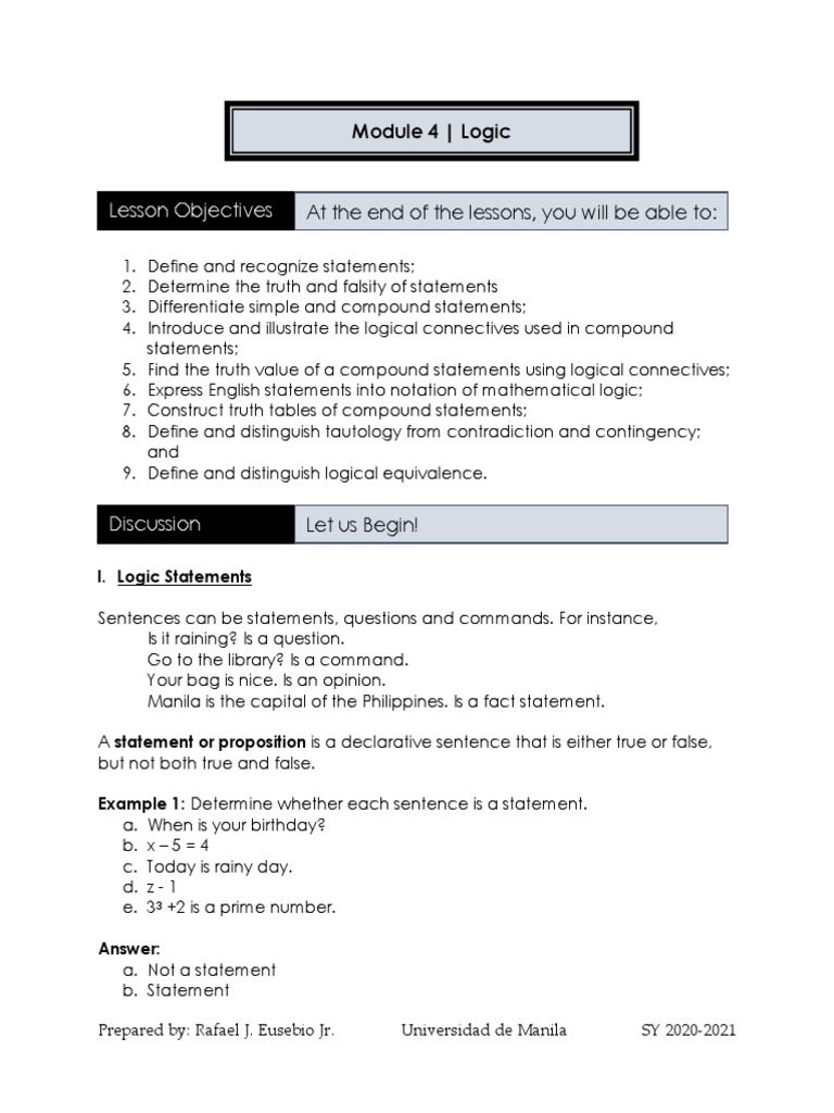 Module 4 - Logic | PDF | If And Only If | Contradiction