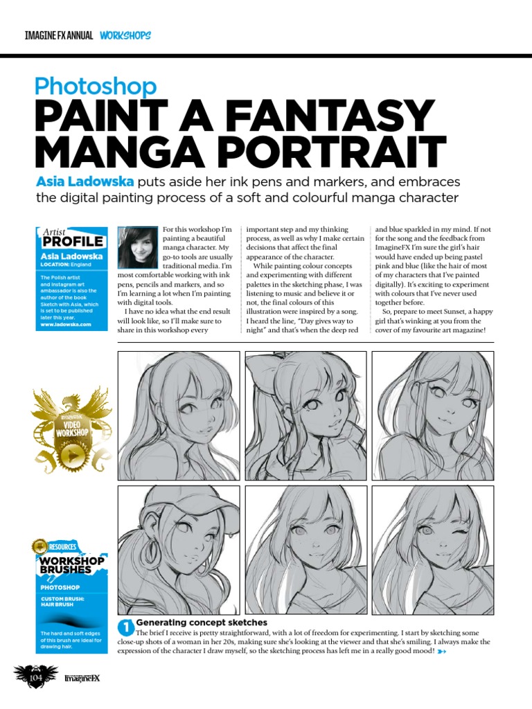 Digital Manga Portrait Workshop | PDF | Paintings | Vision