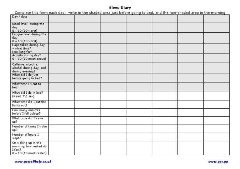 Sleep Diary | PDF