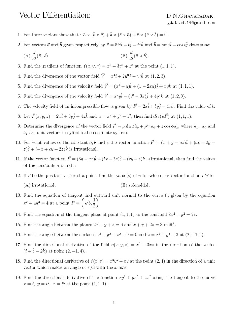 Vector Differentiation | PDF | Multivariable Calculus | Abstract Algebra