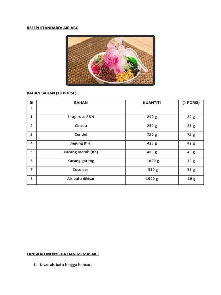 Resepi Standard: Air Abc | PDF