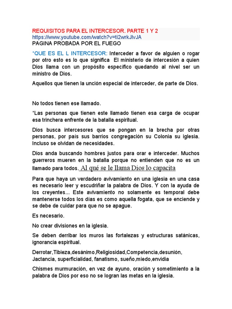 Caracteristicas de Un Intercesor | PDF | Oración | Pecado