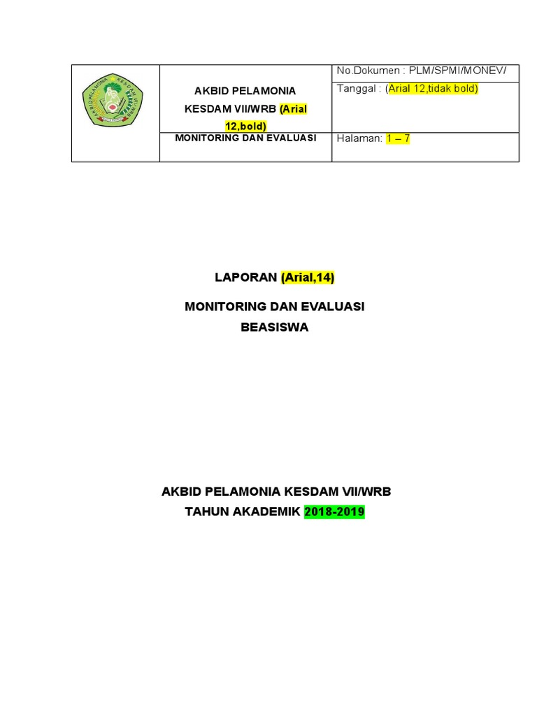 3 MONEV BEASISWA - Contoh Penulisan Monev | PDF