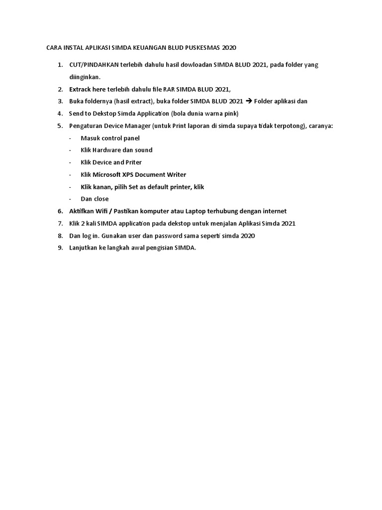 Cara Instal Aplikasi Simda Keuangan Blud Puskesmas 2021 | PDF | Bisnis ...