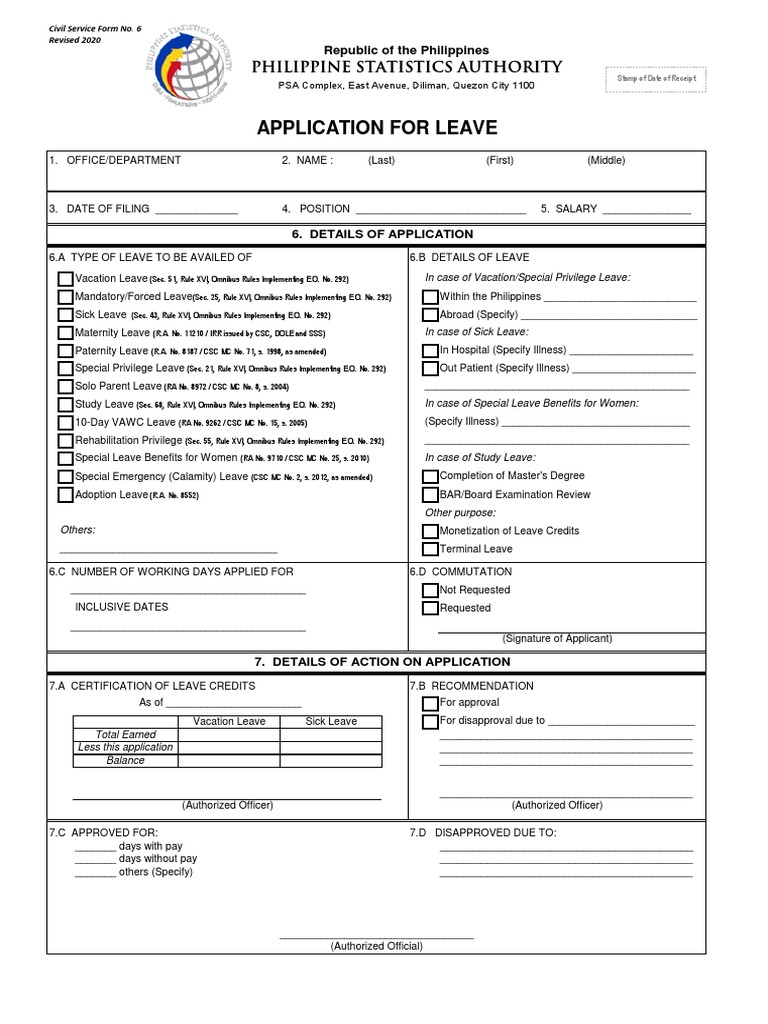 Leave Application Form for CSC | PDF | Sick Leave | Justice