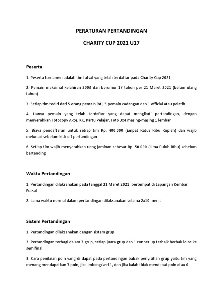 Peraturan Pertandingan | PDF