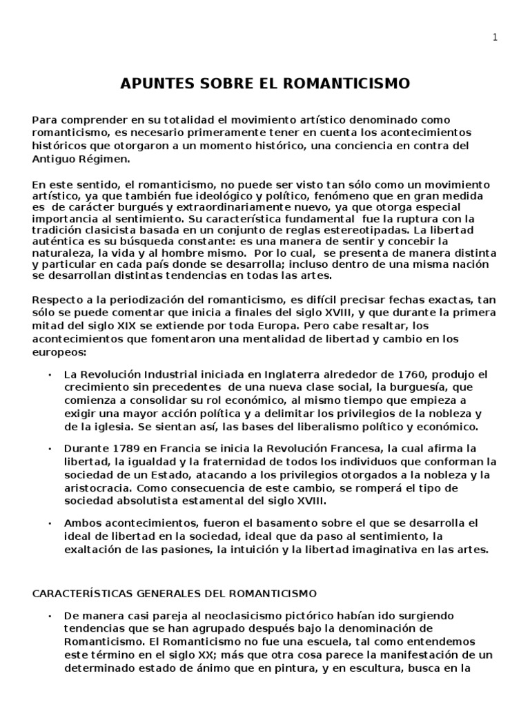 Apuntes Sobre El Romanticismo | PDF | Romanticismo | Pinturas