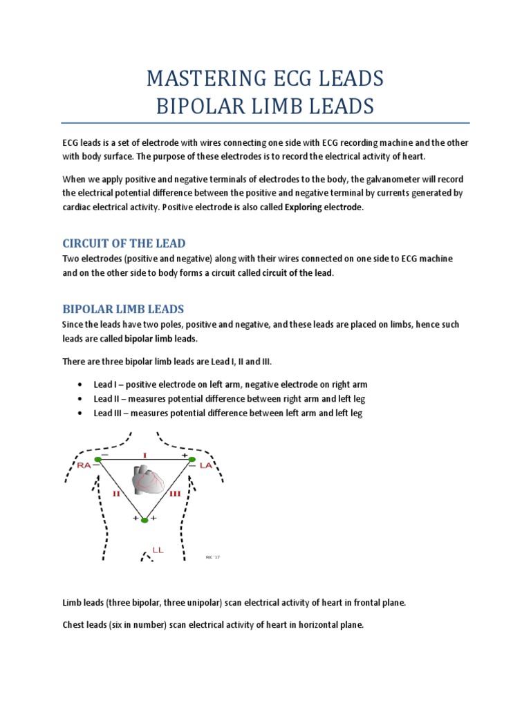 MASTERING ECG LEADS - Bipolar Limb Leads | PDF | Electrocardiography ...