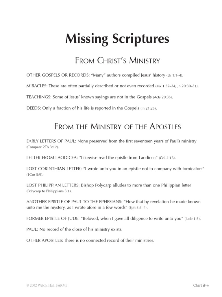 18-9 Missing Scriptures | PDF | New Testament | Epistle To The Philippians