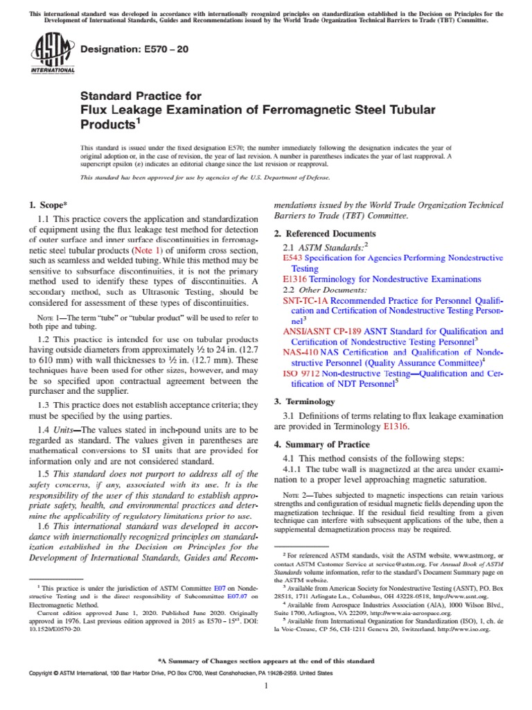 Astm E570-20 | PDF