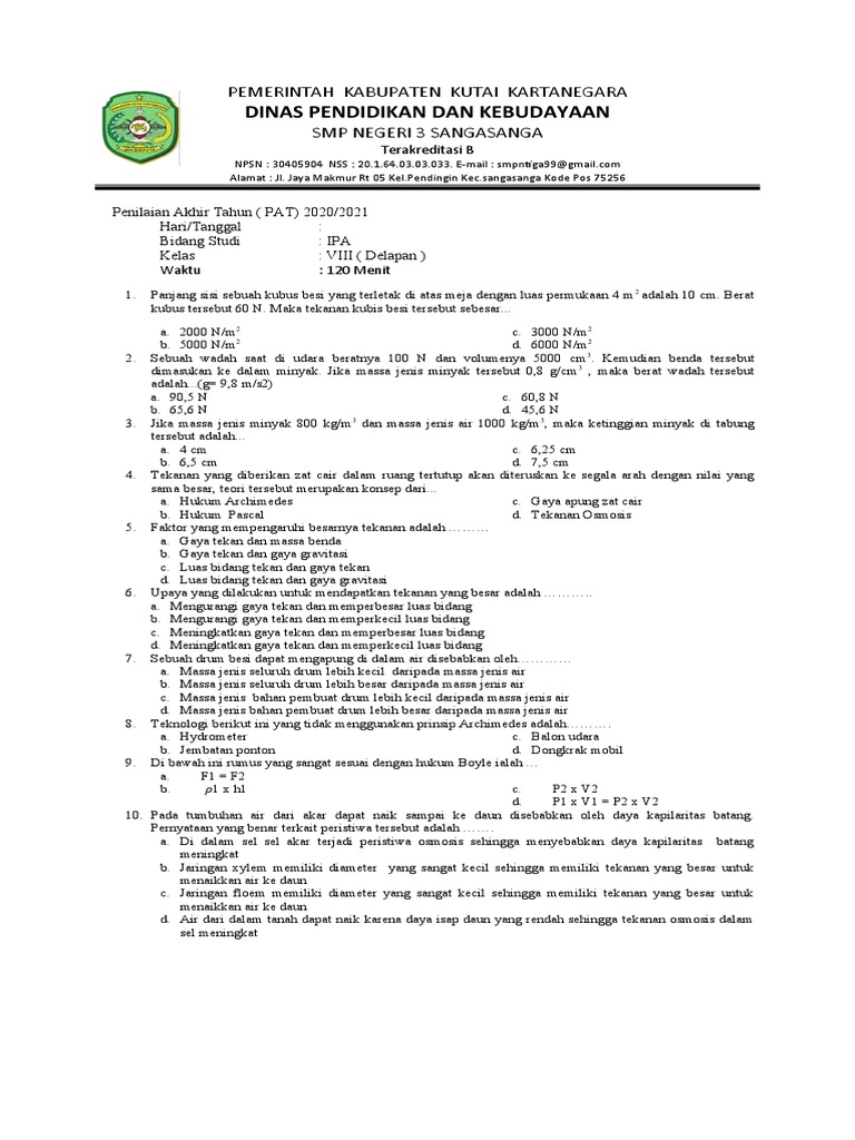 Soal Kelas VIII IPA Finish | PDF