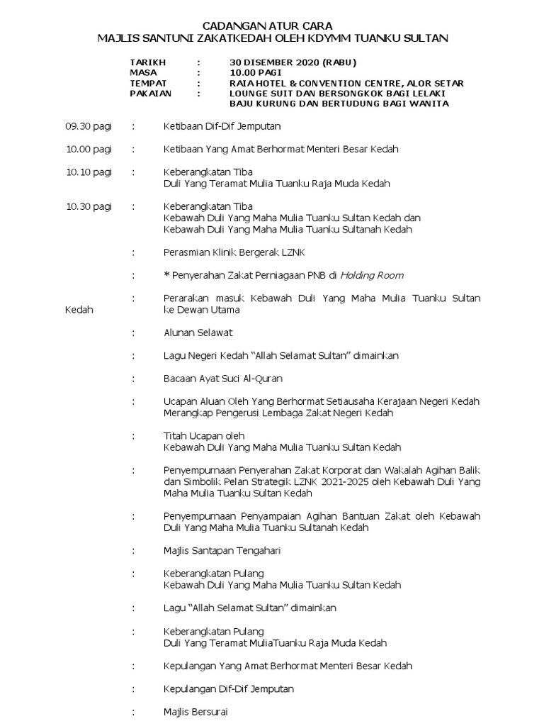 Atur Cara Majlis 30 Dis | PDF
