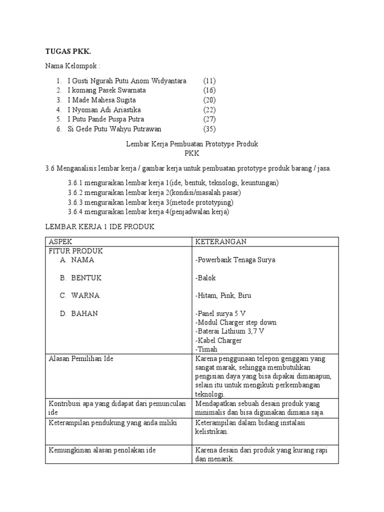 TUGAS PKK Prototype | PDF