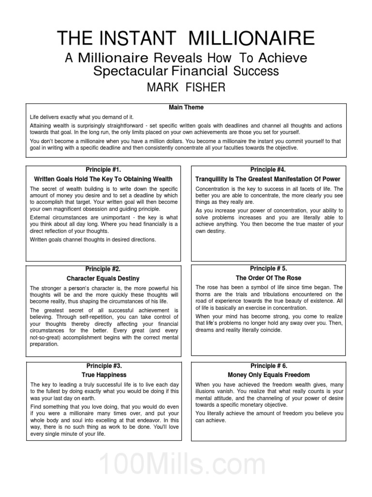 Achieving Wealth: The Instant Millionaire | PDF | Thought | Mind
