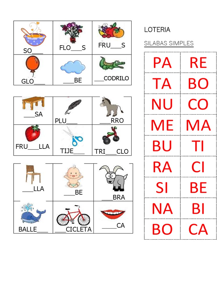 Loteria Silabas Simples | PDF