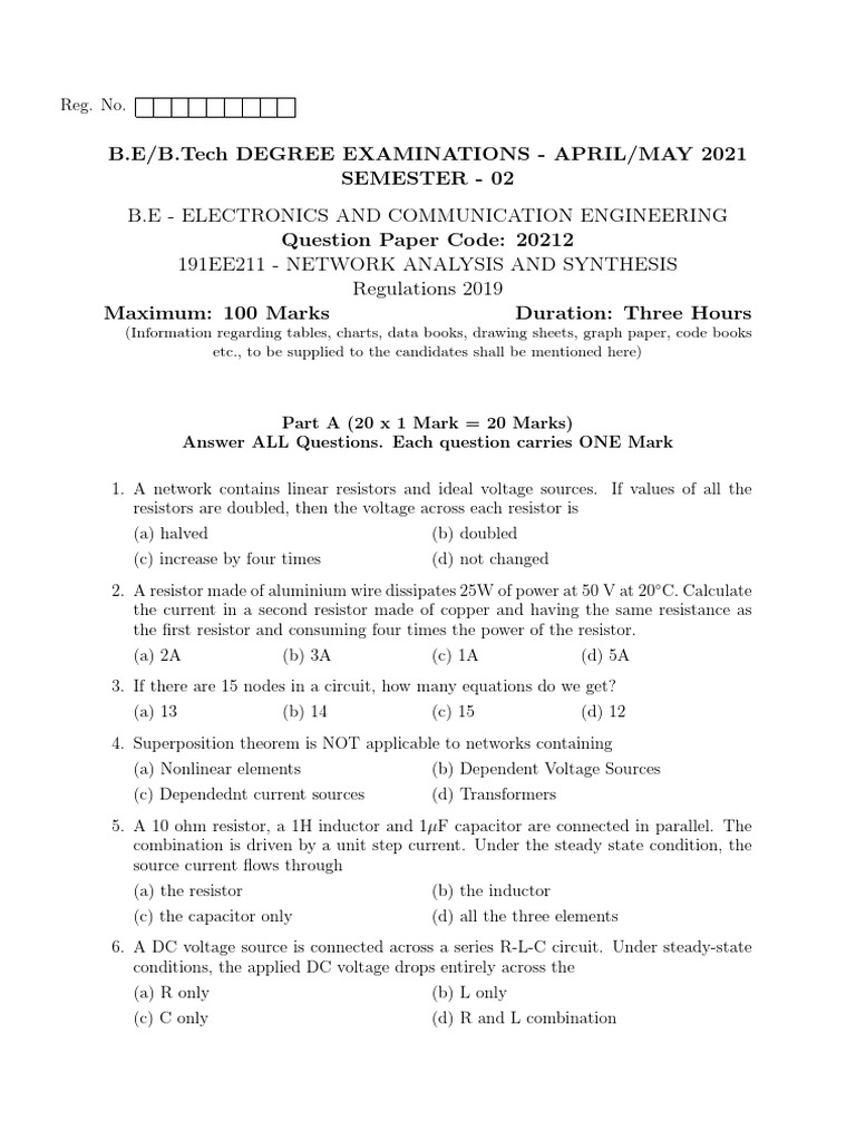 Nas Question | PDF | Electrical Network | Physical Quantities