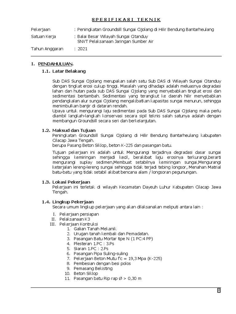 Peningkatan Groundsill Sungai Cijolang | PDF | Teknologi & Rekayasa