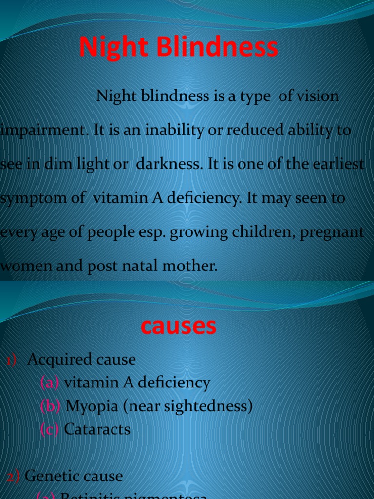 Night Blindness: Causes and Treatment | PDF | Wellness | Science ...