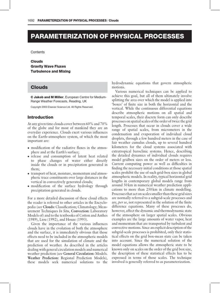 Parameterization of Physical Processes: Clouds | PDF | Cloud | General ...