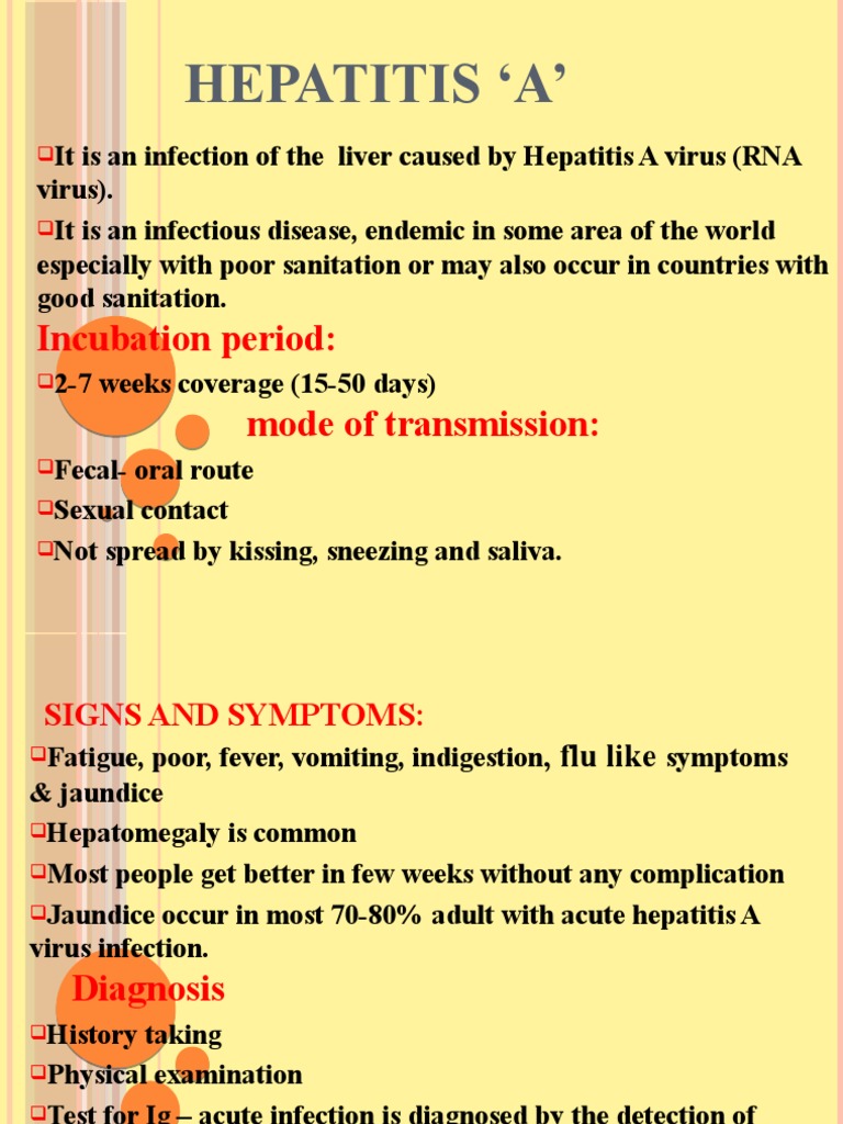 Hepatitis A': Incubation Period: Mode of Transmission | PDF | Hepatitis ...