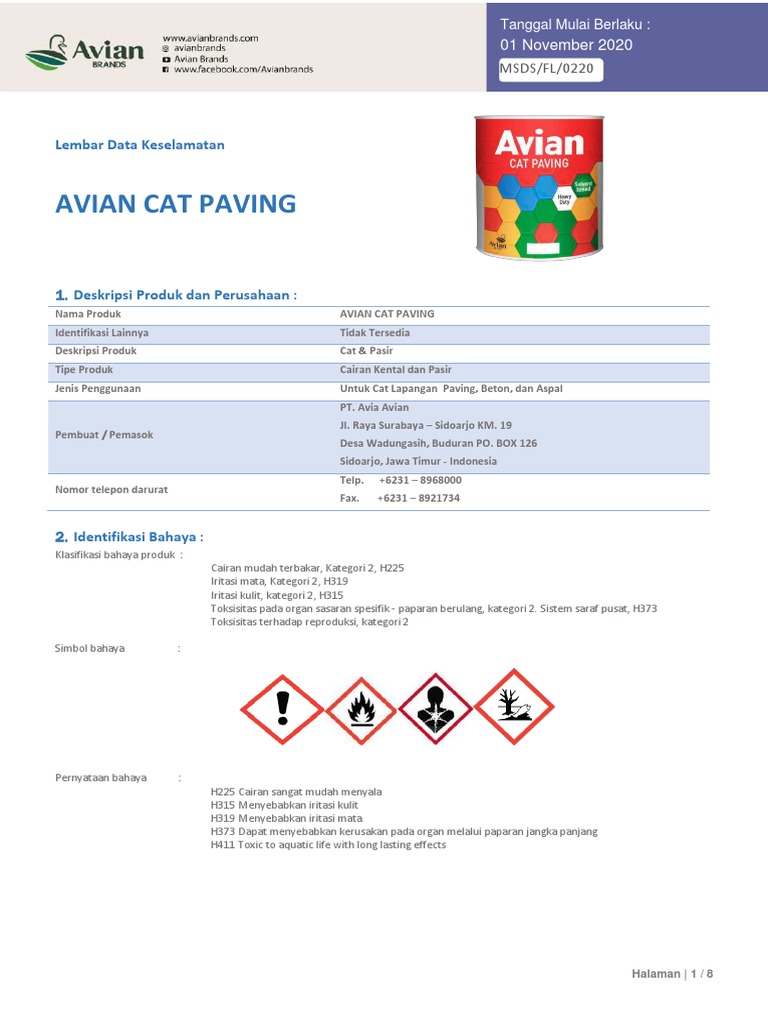 Avian Cat Paving MSDS Compressed | PDF