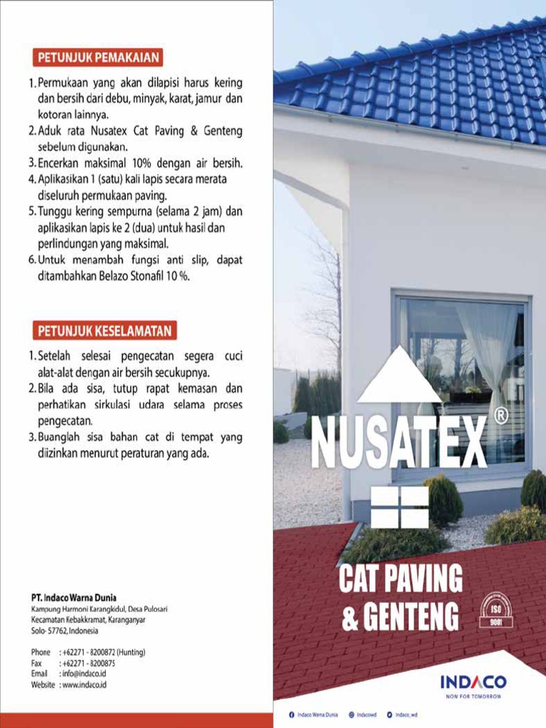 Brosur NUSATEX Cat Paving & Genteng | PDF