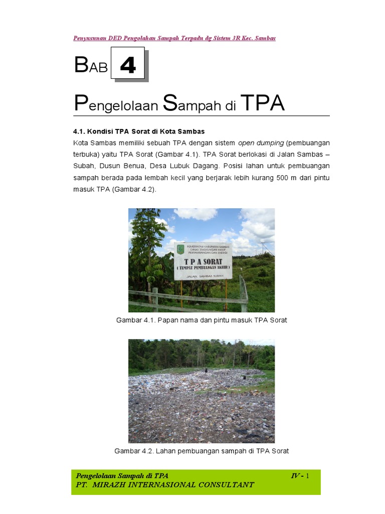 BAB IV Pengelolaan Sampah Di TPA - Sambas | PDF