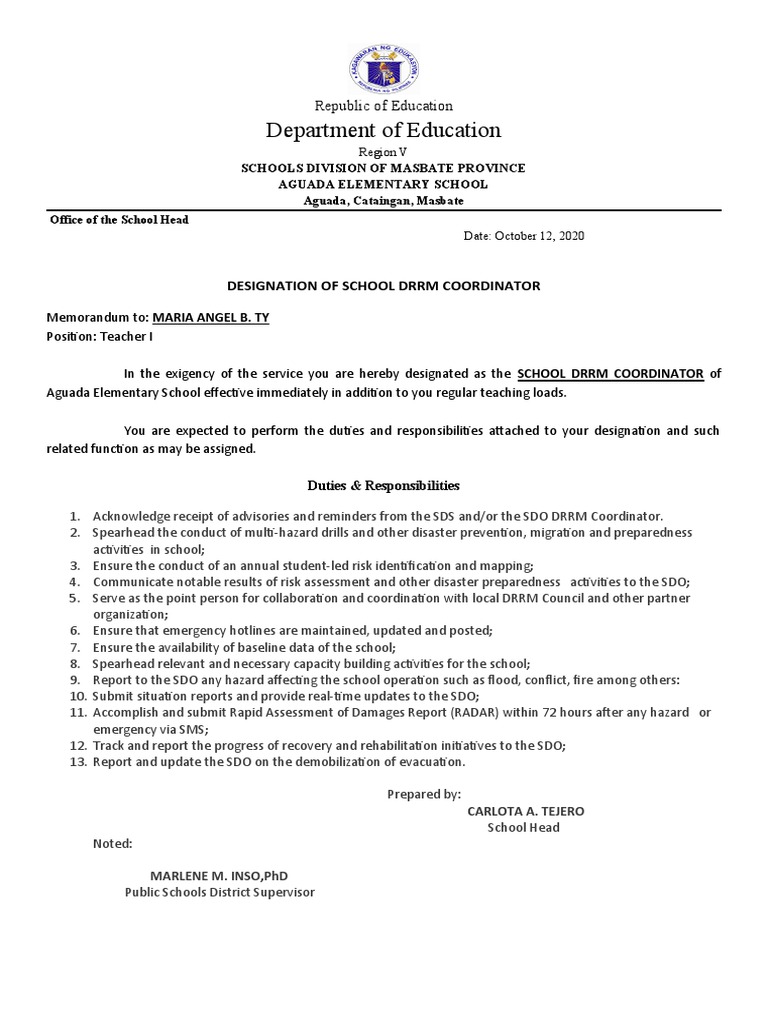 DRRM Coordinator Designation | PDF | Emergency Management | Disasters