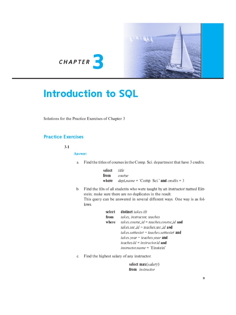 SQL Text Book Exercise Answers | PDF | Databases | Information ...