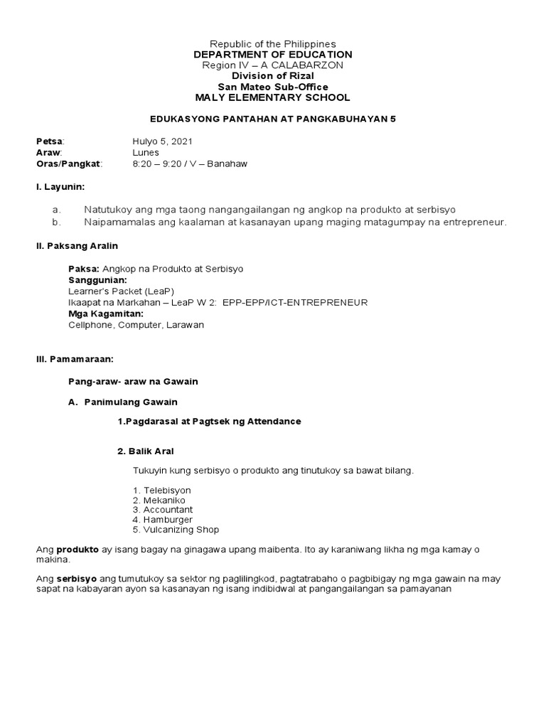 Demo LP EPP5 Marcelino | PDF