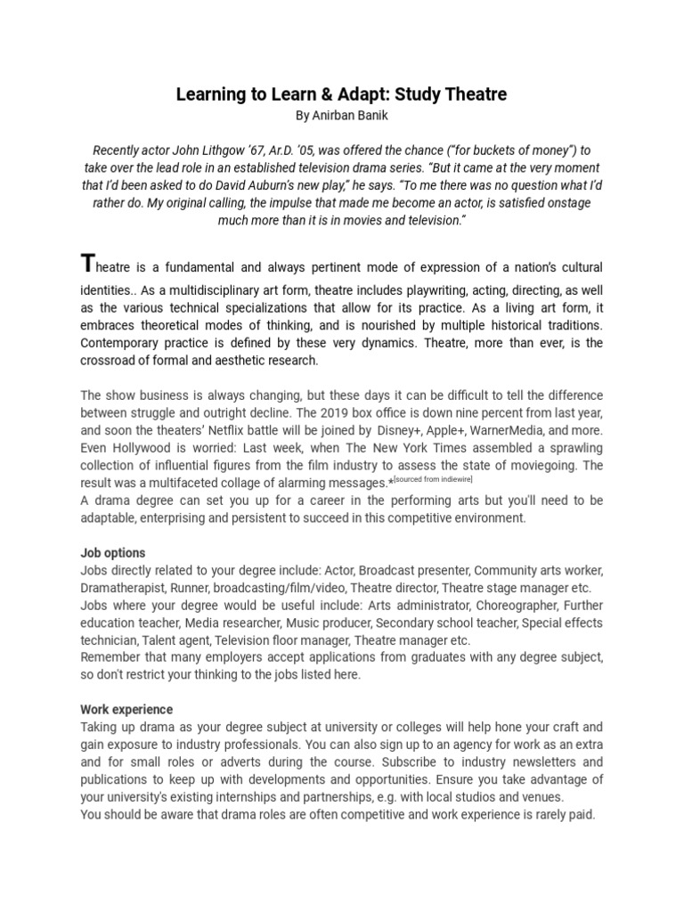 Articles On Future in Film, Drama, and Television | PDF | Internship ...