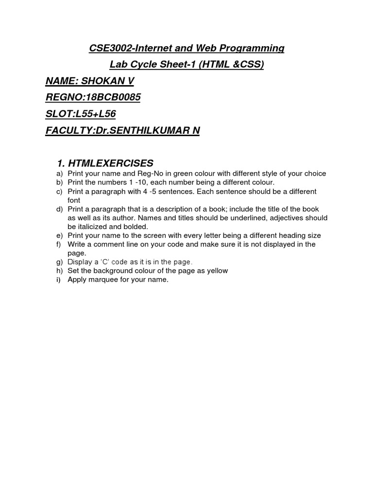CSE3002-Internet and Web Programming Lab Cycle Sheet-1 (HTML &CSS) Name ...