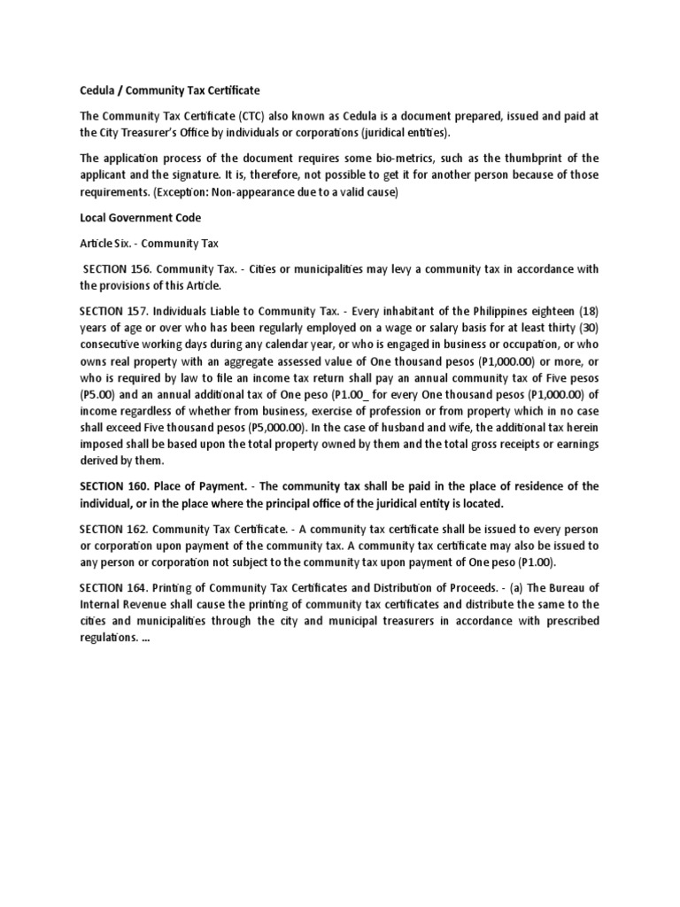 Obtaining and Requirements for a Community Tax Certificate: An Overview ...