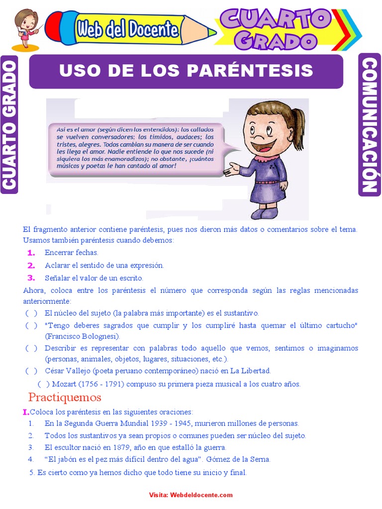 Ejercicios De Uso De Paréntesis Para Niños Pdf