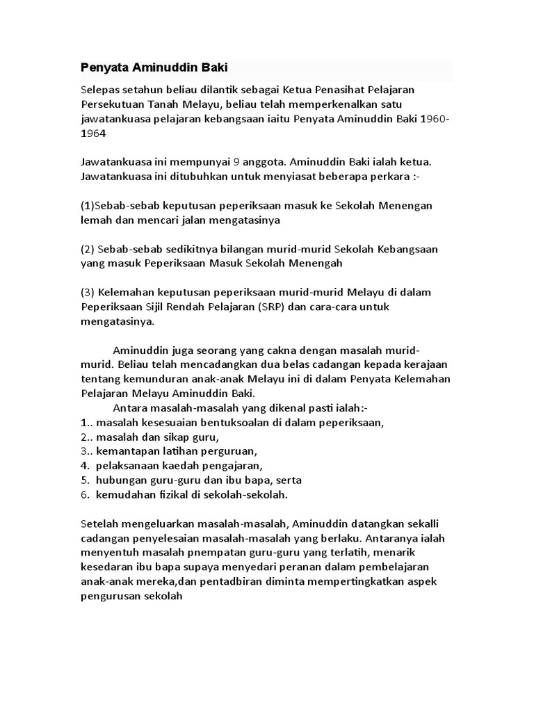 Aminuddin Baki 1964 | PDF