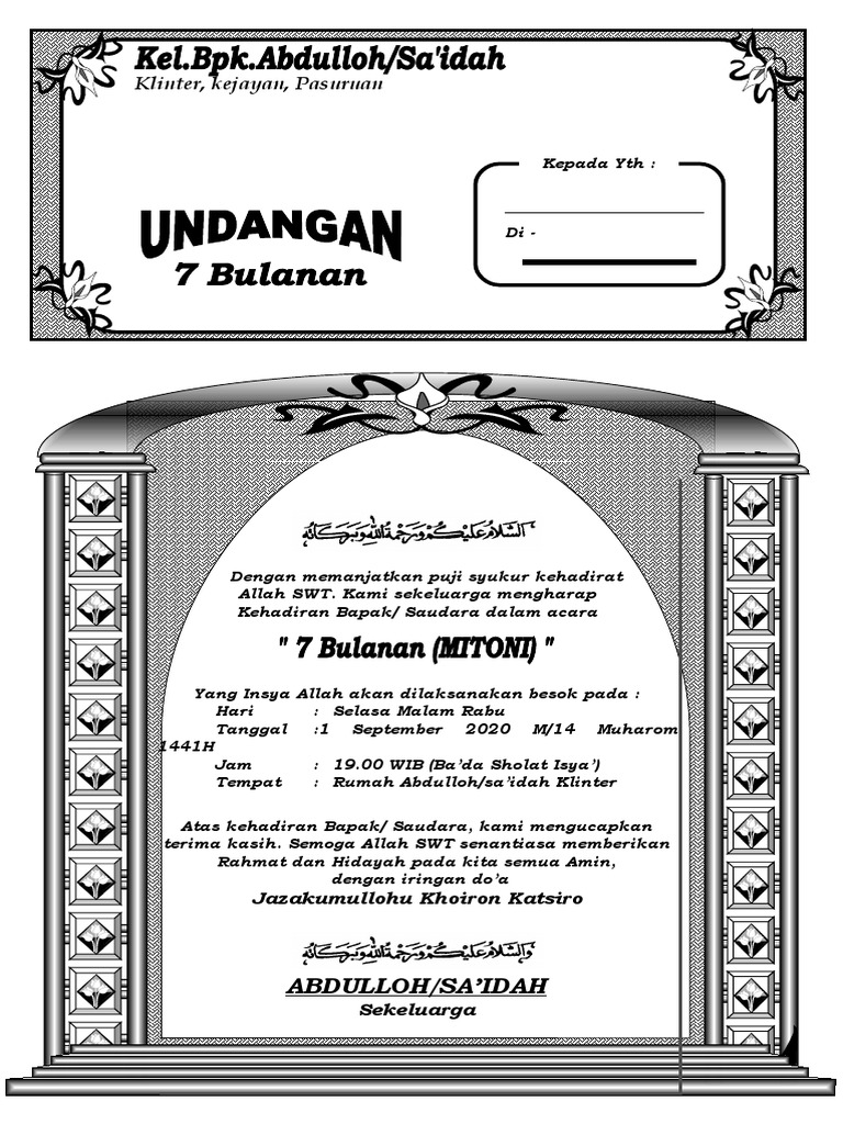 Undangan 7 Bulanan | PDF