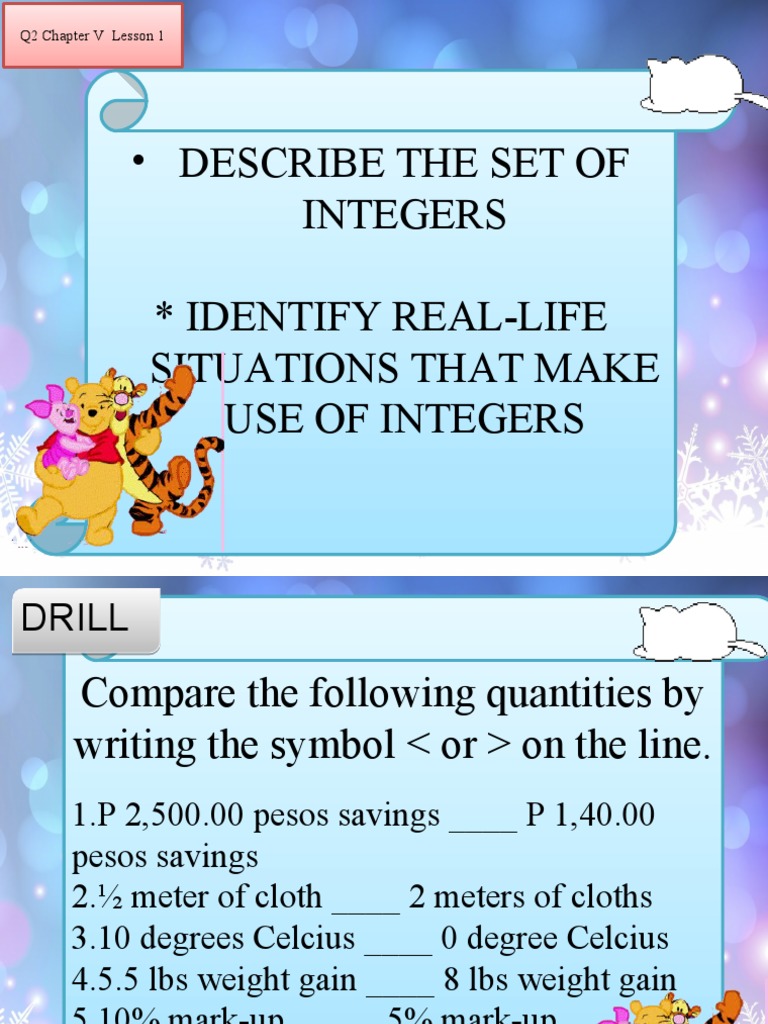 Describe The Set of Integers Identify Real-Life Situations That Make ...