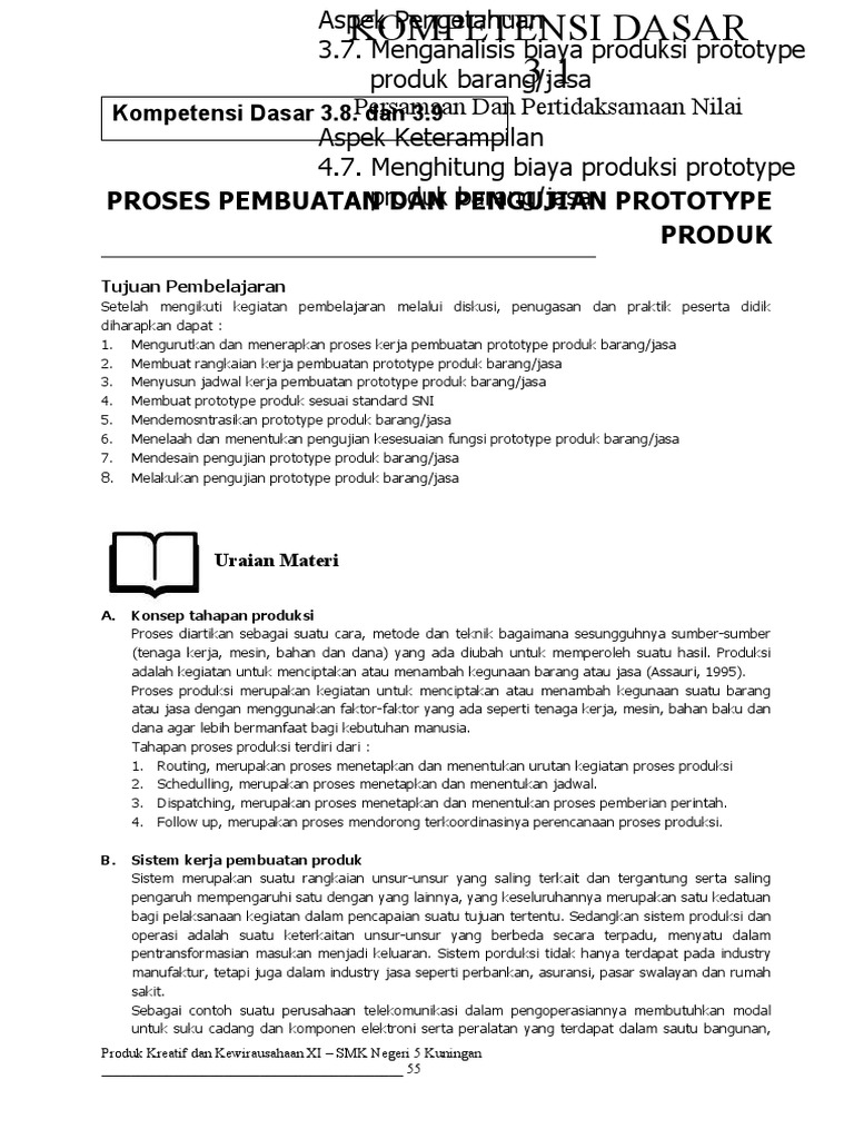 Bahan Ajar 7 Menerapkan Proses Kerja Dan Pengujian Prototype Produk | PDF
